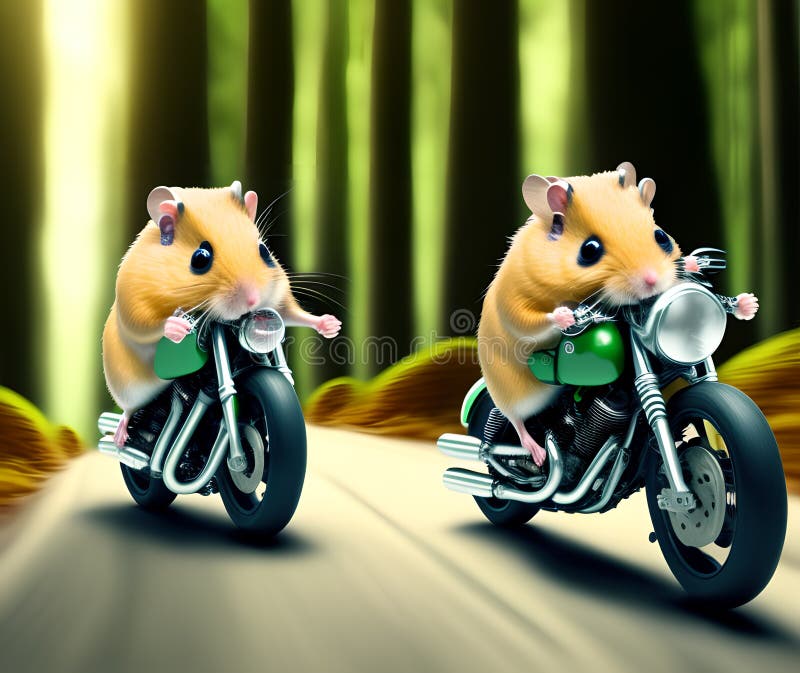 Hamster on Motorcycle, Generative AI Illustration Stock Illustration ...