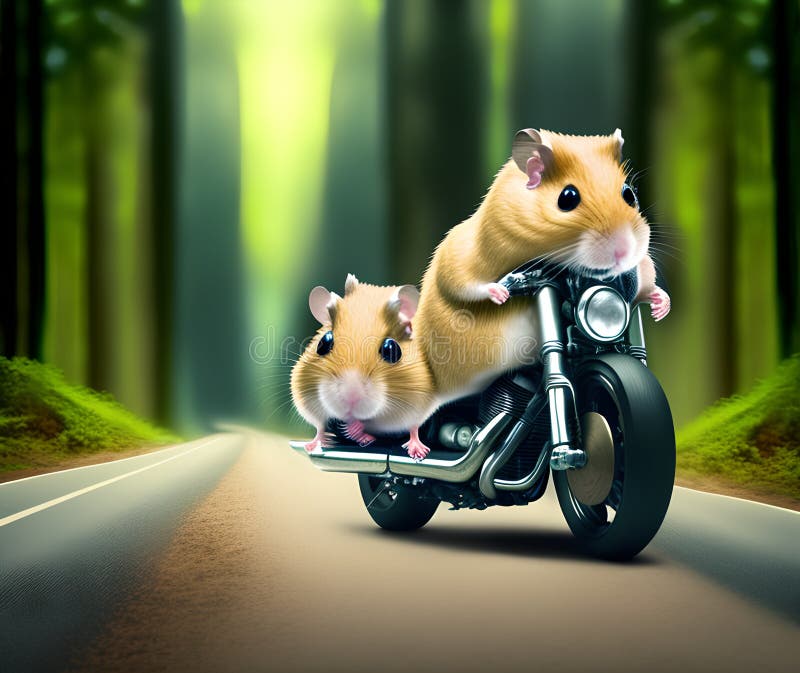 Hamster on Motorcycle, Generative AI Illustration Stock Illustration ...