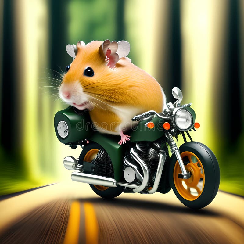 Hamster on Motorcycle, Generative AI Illustration Stock Illustration ...