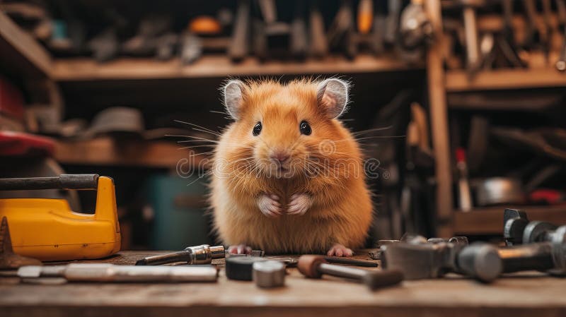 Hamster Organizing Tools in a Shed.. Stock Image - Image of sawdust ...