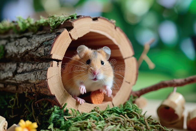 A Hamster Play on Miniature Playground. Stock Illustration ...