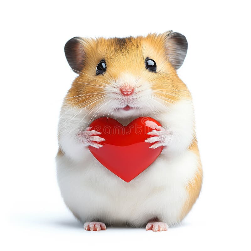 Hamster with Red Heart Isolated Stock Illustration - Illustration of ...