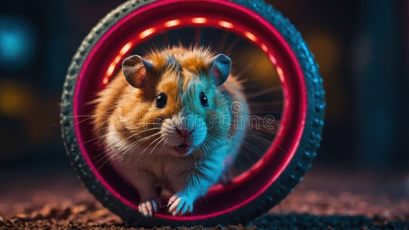 A Hamster Running in a Colorful Exercise Wheel, Showcasing Playful ...