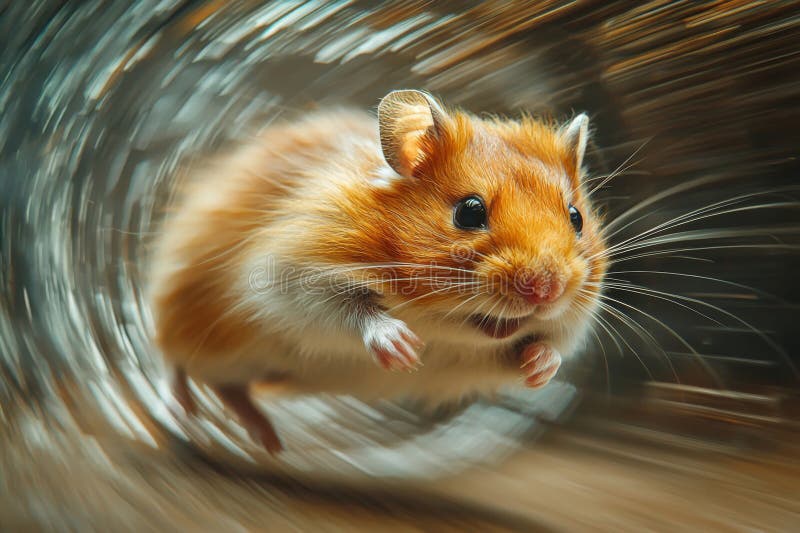 Hamster Running Fast in Wheel with Motion Blur Stock Photo - Image of ...