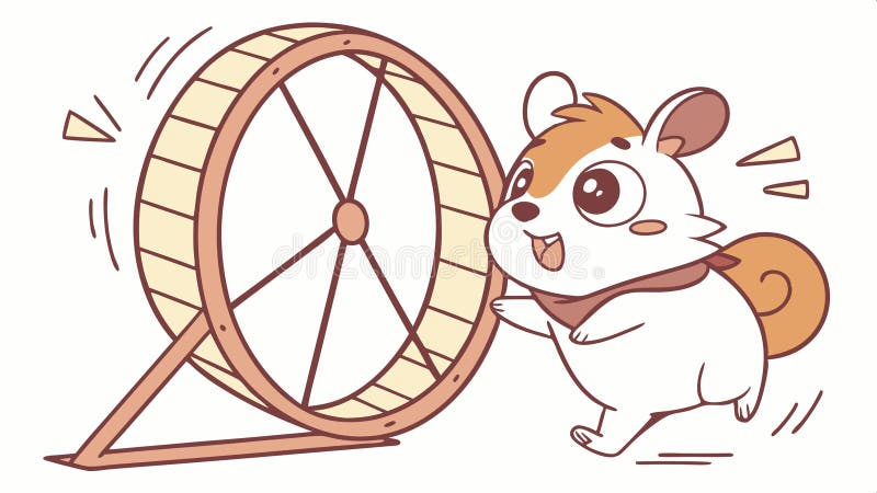 Hamster Running in Wheel, Active Pet and Exercise Scene Vector Design ...