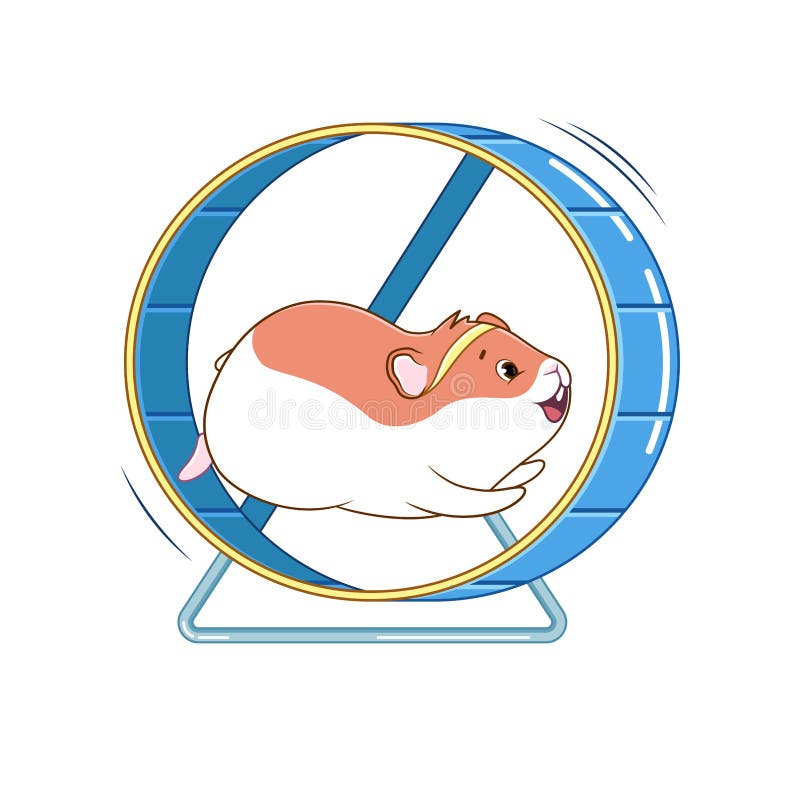 Hamster in a running wheel stock vector. Illustration of cartoon ...