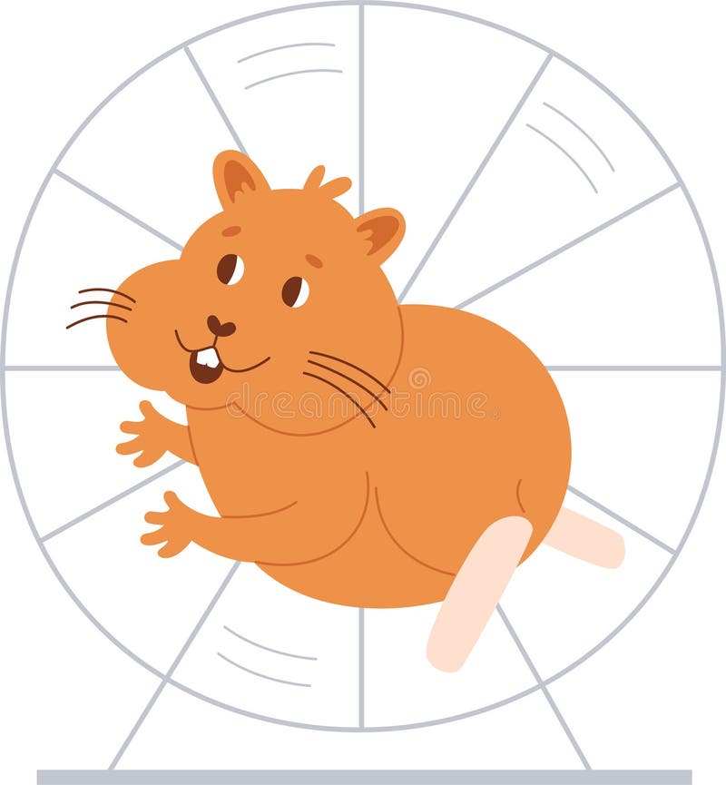 Hamster Running in Wheel stock vector. Illustration of fluffy - 312028647