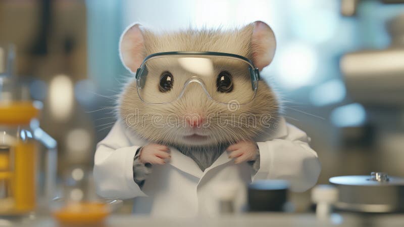 Hamster Scientist in Lab Coat and Goggles, Cute Laboratory Setting ...