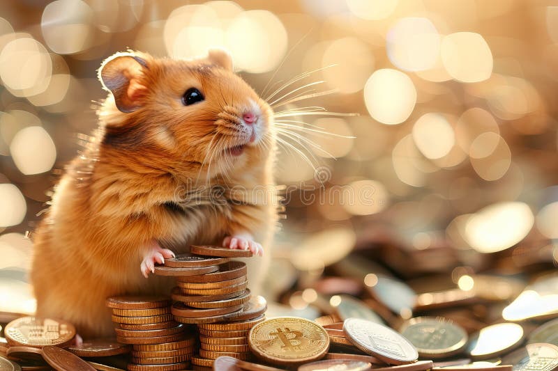 Hamster Sitting on a Stack of Coins, Symbolizing Savings. Hamster ...