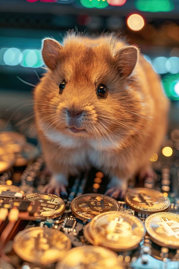 Hamster Sitting on a Stack of Coins, Symbolizing Savings. Hamster ...