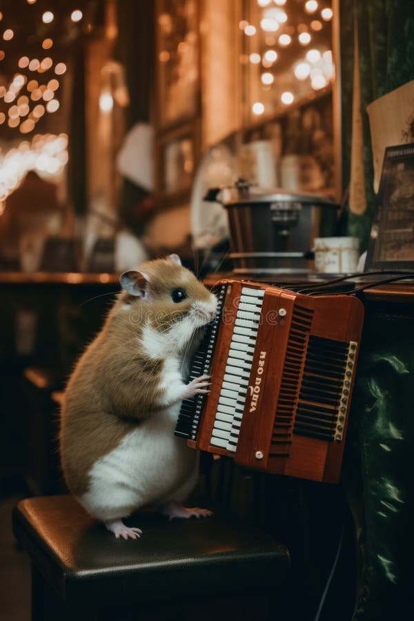 A Hamster Sitting on a Stool Playing an Accordion. Generative AI Image ...