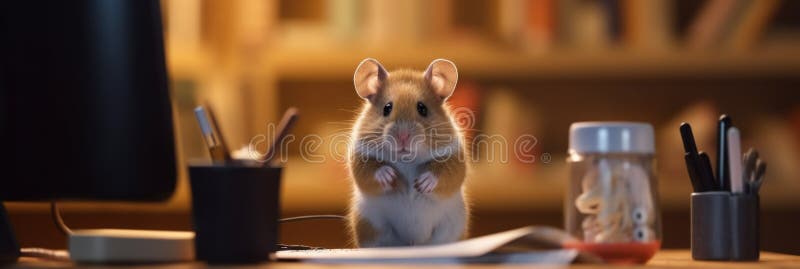 A Hamster Sitting on Top of a Desk Next To a Computer. Generative AI ...