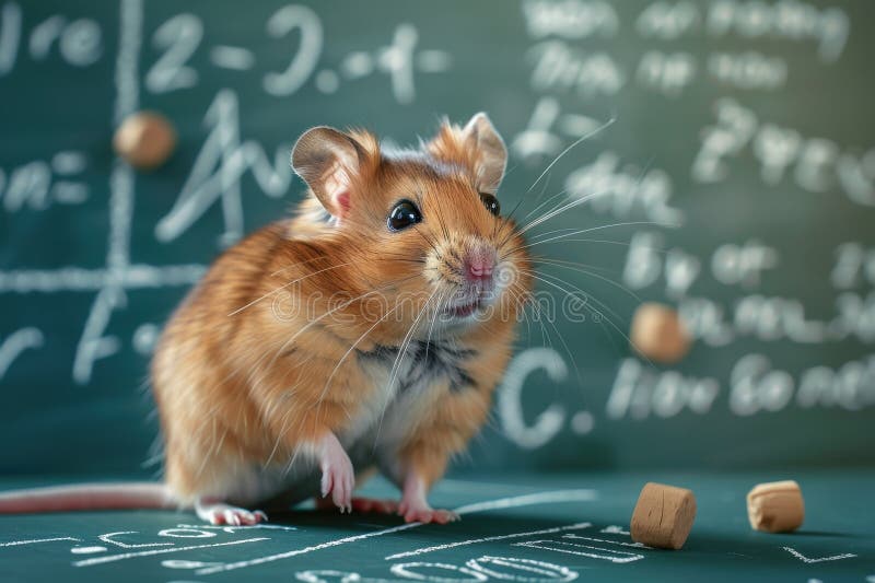 A Hamster is Standing on a Chalkboard with Numbers and Letters with ...