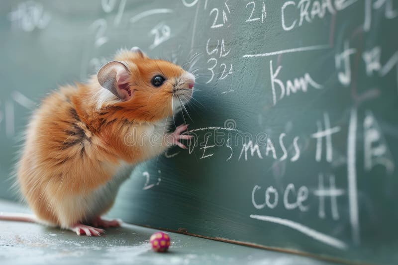 A Hamster is Standing on a Chalkboard with Numbers and Letters with ...
