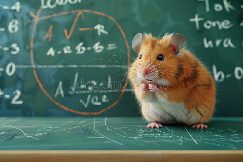 A Hamster is Standing on a Chalkboard with Numbers and Letters with ...
