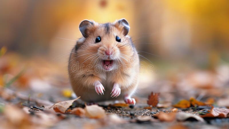 Hamster Standing on Log in Forest Stock Image - Image of adorable ...