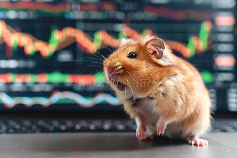 A Hamster Stands in Front of a Computer Screen Displaying a Stock ...
