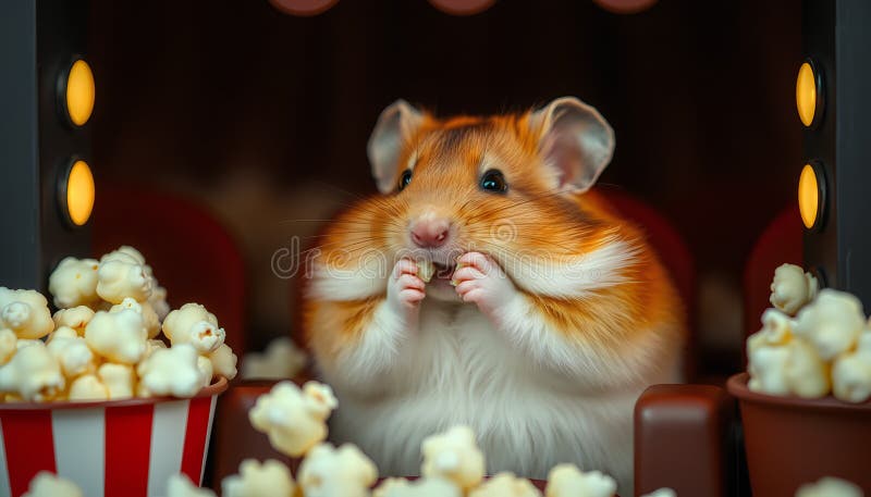 Hamster Stuffing Its Cheeks with Popcorn Stock Illustration ...