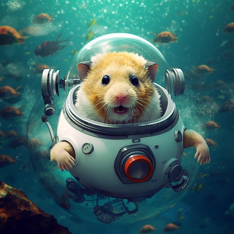 Hamster Swimming Underwater in Scuba Type Gear. Stock Image - Image of ...
