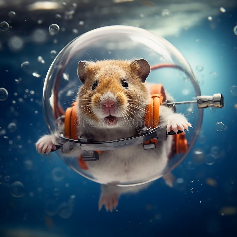 Hamster Swimming Underwater in Scuba Type Gear. Stock Image - Image of ...