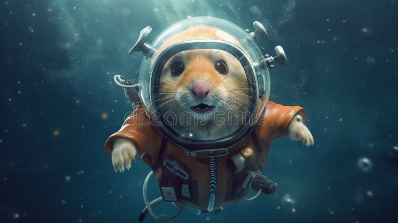 Hamster Swimming Underwater in Scuba Type Gear. Stock Image - Image of ...