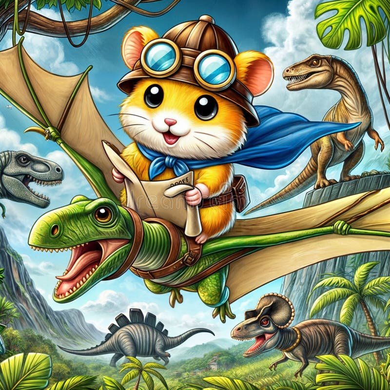 Hamster travels with a map stock illustration. Illustration of explorer ...