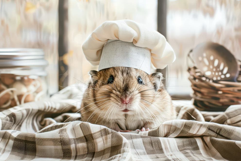 Hamster Wearing a Chef S Hat is Sitting on a Blanket Stock Image ...