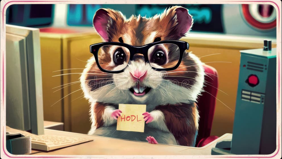 A Hamster Wearing Glasses and Holding a Sign in Front of Computer, AI ...
