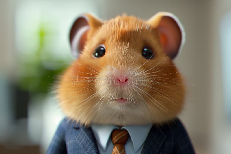 A Hamster Wearing a Suit and Tie is Looking at the Camera with ...