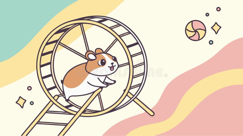 Hamster Wheel Running, Pet Animal and Exercise Activity Illustration ...