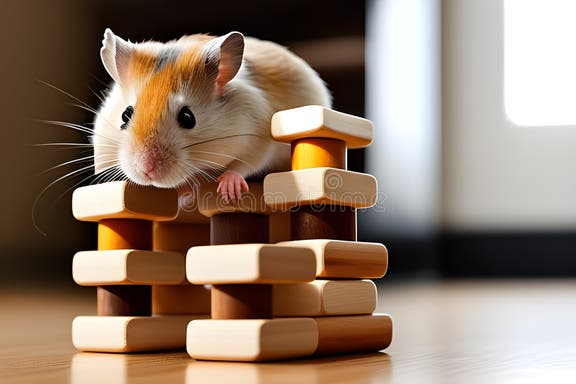 A Hamster on Wooden Blocks Generated by Ai Stock Illustration ...