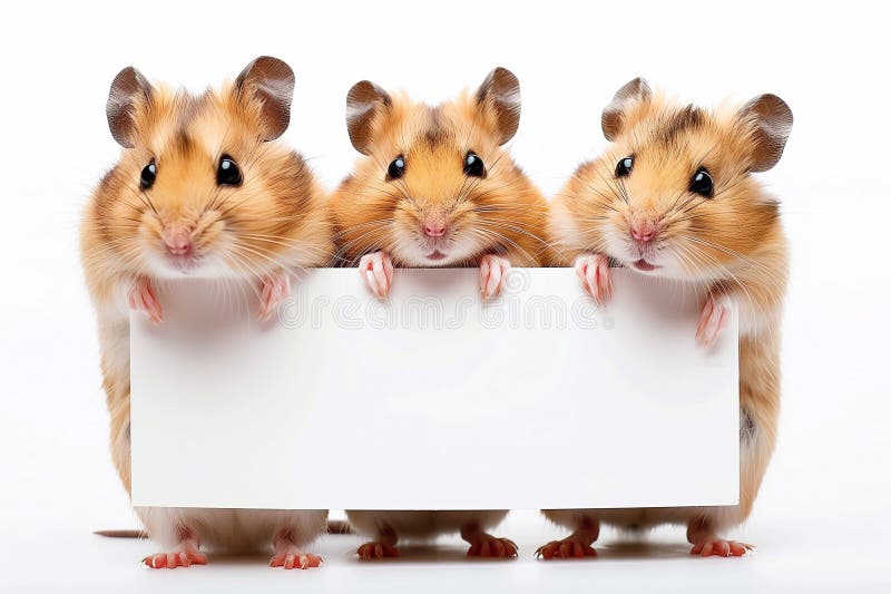 Hamsters Holding a White Sign Stock Illustration - Illustration of cute ...