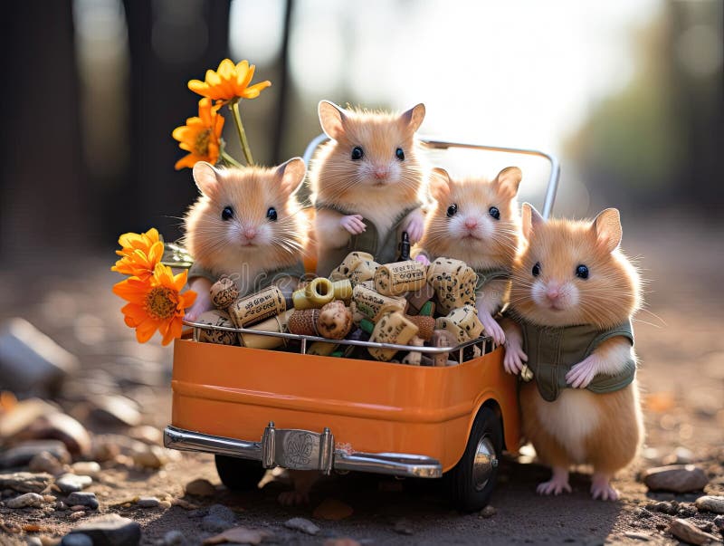 Hamsters Moving Truck with Team of Movers Stock Illustration ...
