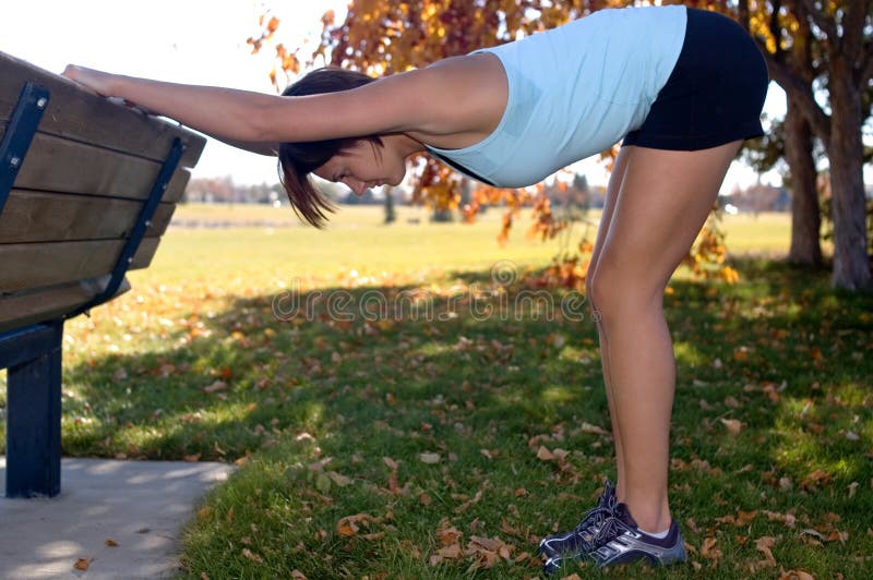 Hamstring stretch stock image. Image of toned, grass, exercise - 3388113