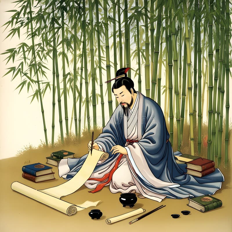Han Dynasty Scholar in Reflection: Crafting Knowledge in the Shade of Bamboo Stock Photo - Image ...