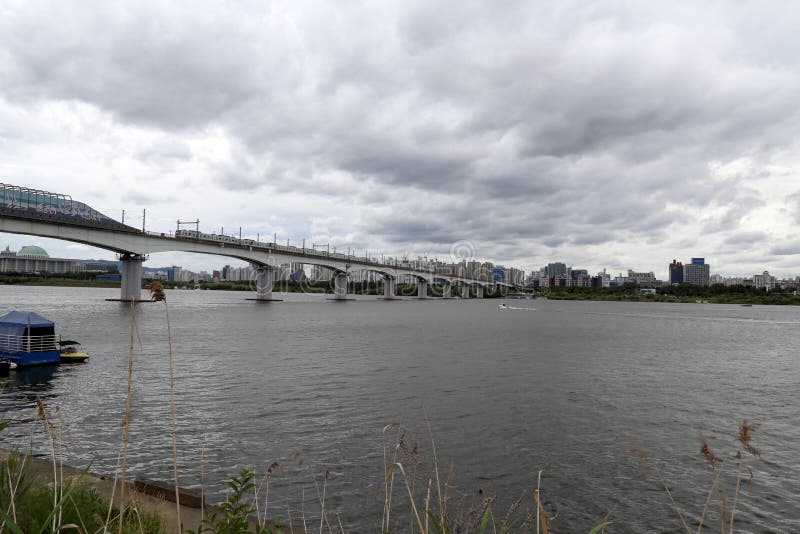 Han River stock image. Image of dusk, district, downtown - 154803695