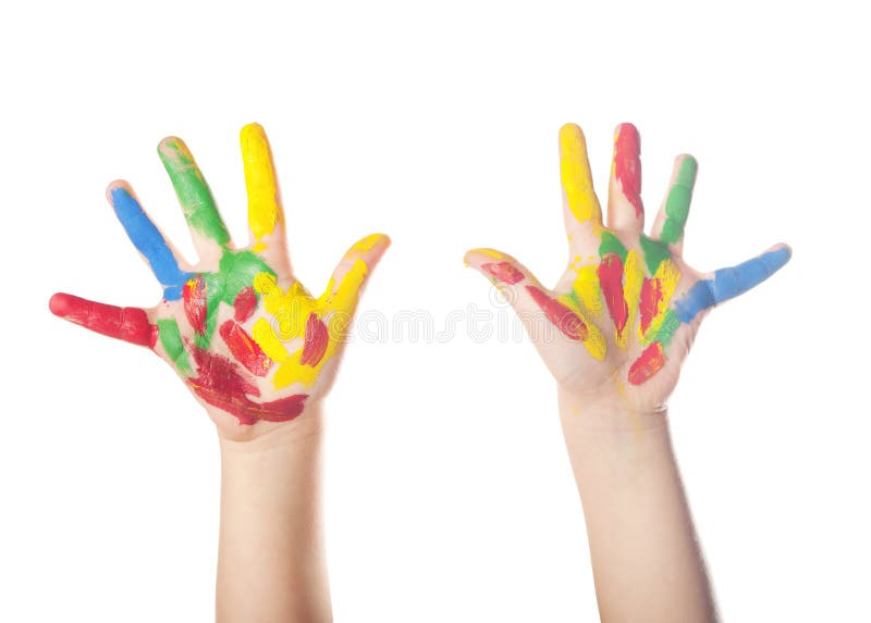 Color painted child hand stock image. Image of effort - 9329197