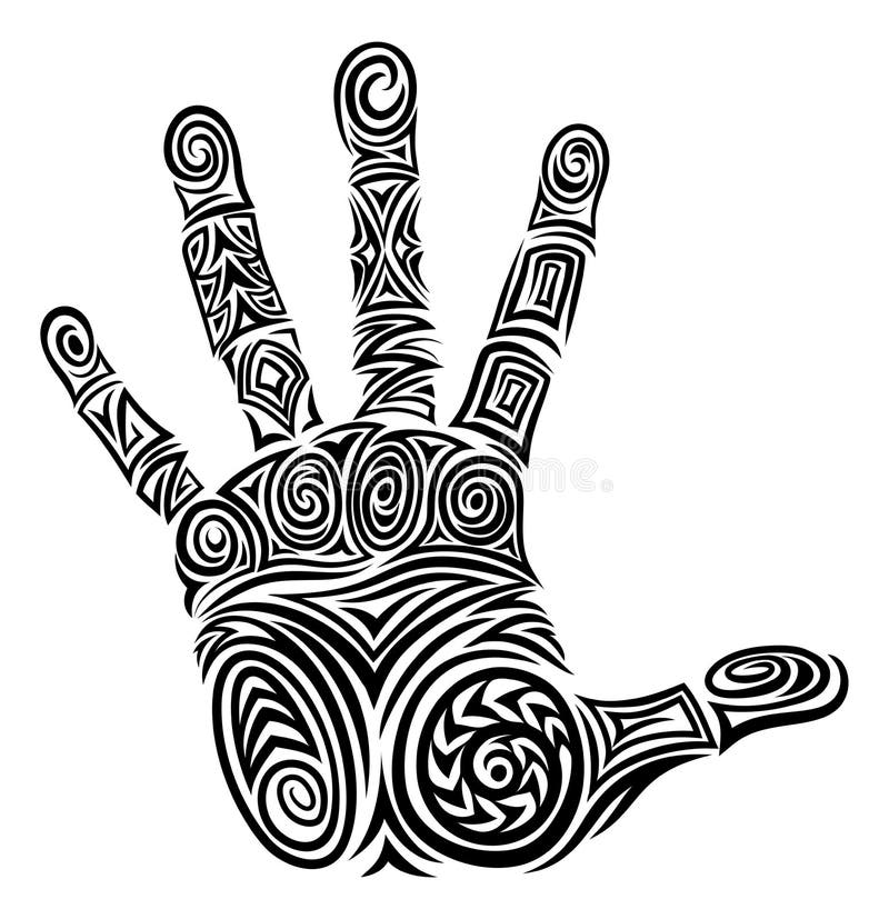 Abstract Pattern Hand Print Stock Vector - Illustration of tattoo ...