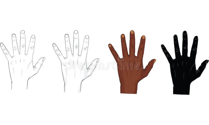 Hand Action Drawing, Hand Signals Vector Stock Vector - Illustration of ...