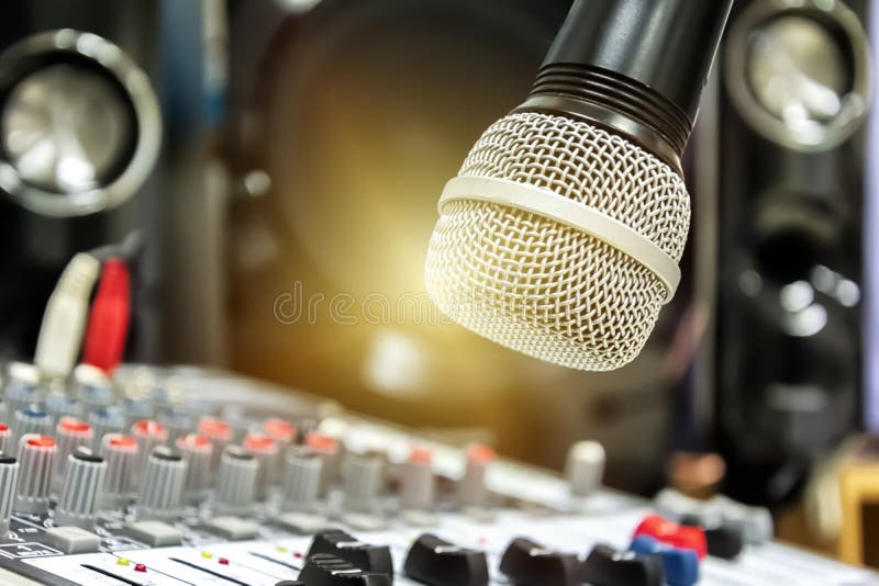 Using The Microphone As A Communication Stock Image - Image of ...