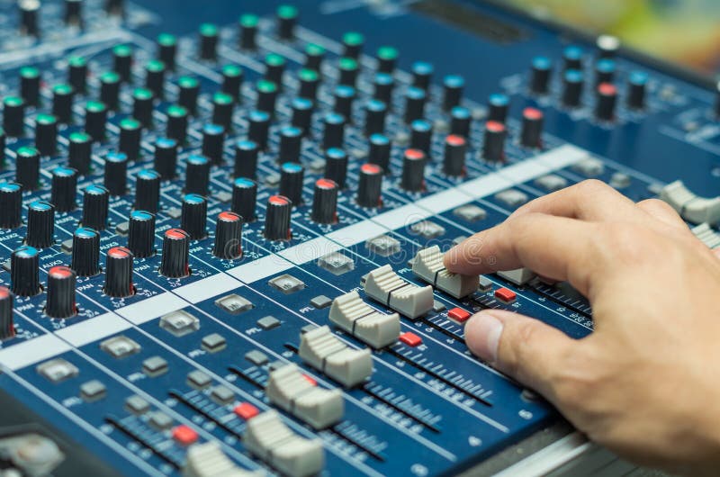 Hand Adjusting Audio Music Mixer Stock Photo - Image of console ...