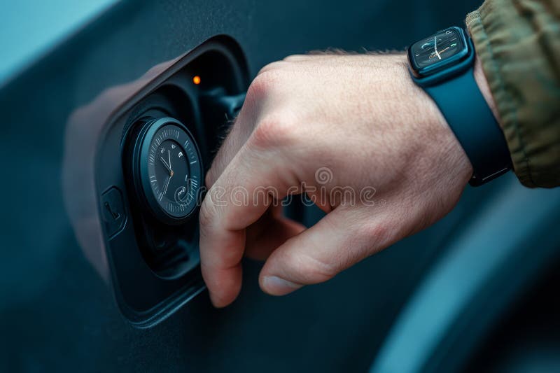 Hand Adjusting Car Interior Control with Round Dial in Modern Vehicle ...