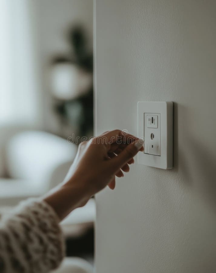 Hand Adjusting Dimmer Switch on Wall for Cozy Lighting Control in ...