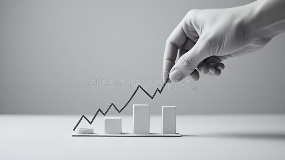 Hand Adjusting Line Graph Over Rectangular Blocks Stock Illustration ...