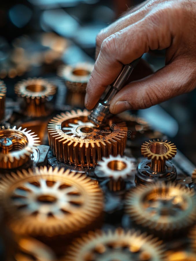 Hand Adjusting Machinery Gears in a Workshop. Stock Image - Image of ...