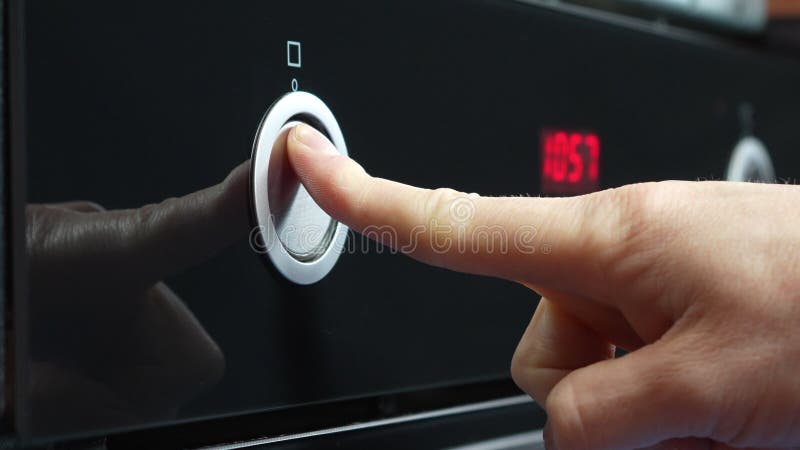 Hand Adjusting Oven Control Knob for Temperature Setting Stock Video ...