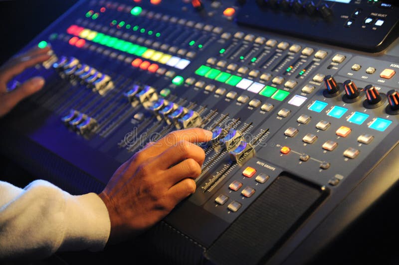 The Man is Adjusting Sound Volume in the Car Stereo (radio). Stock ...