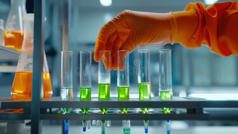 The Hand Adjusting Test Tubes.AI Generated Image Stock Photo - Image of ...