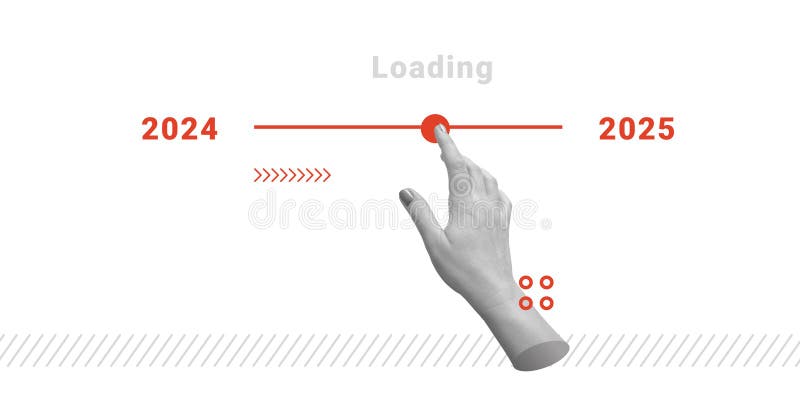 Hand Adjusting Timeline Slider between 2024 and 2025, Representing ...