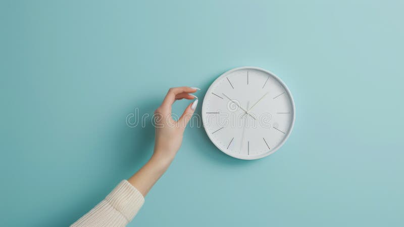 A Hand Adjusting Wall Clock.AI Generated Image Stock Image - Image of ...